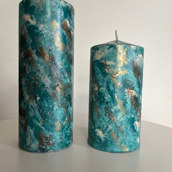 Teal Candle - Etsy