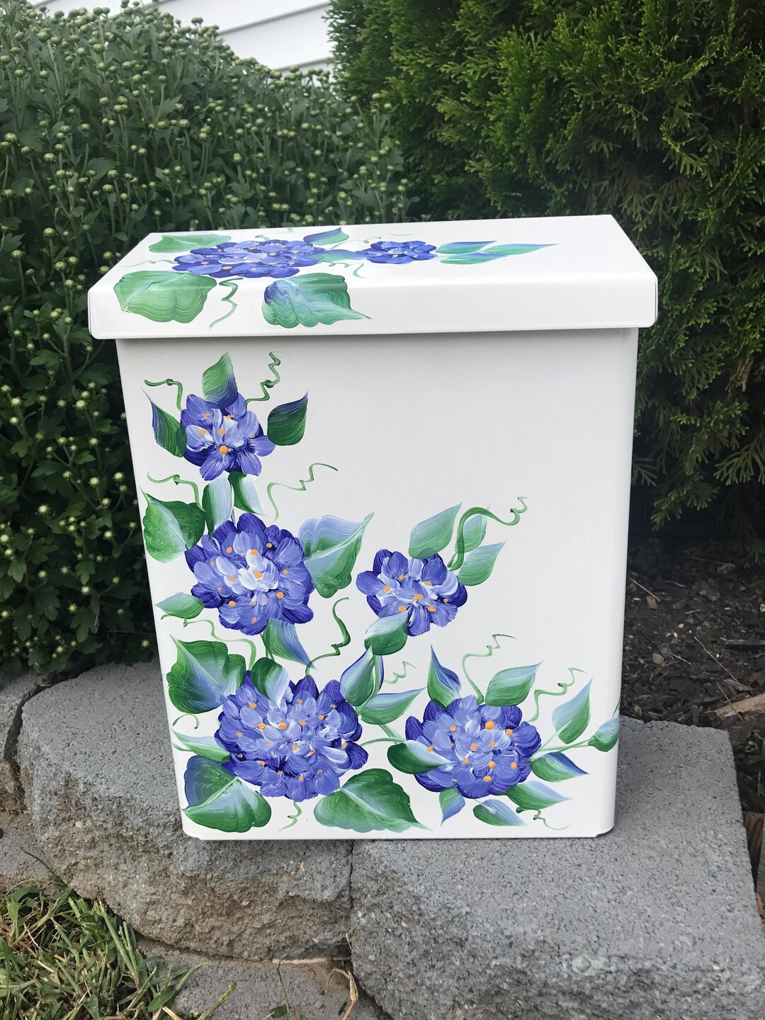 Purple Hydrangeas Mailbox, Hand Painted, UV Resistant, Mother’s Day ...