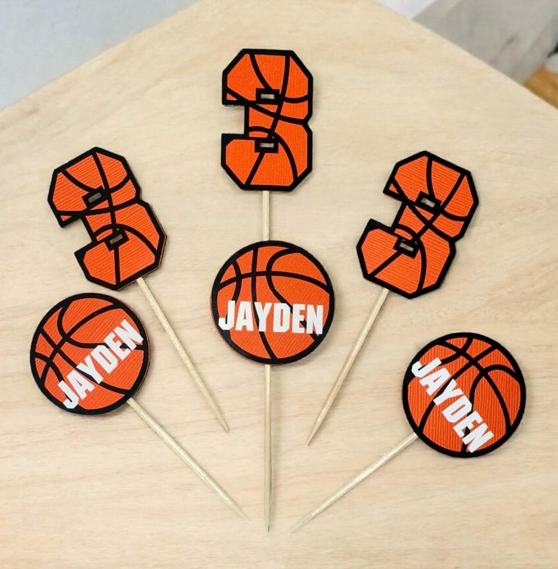 Basketball Cupcake Toppers, Personalized Name & Age, Custom Sports ...