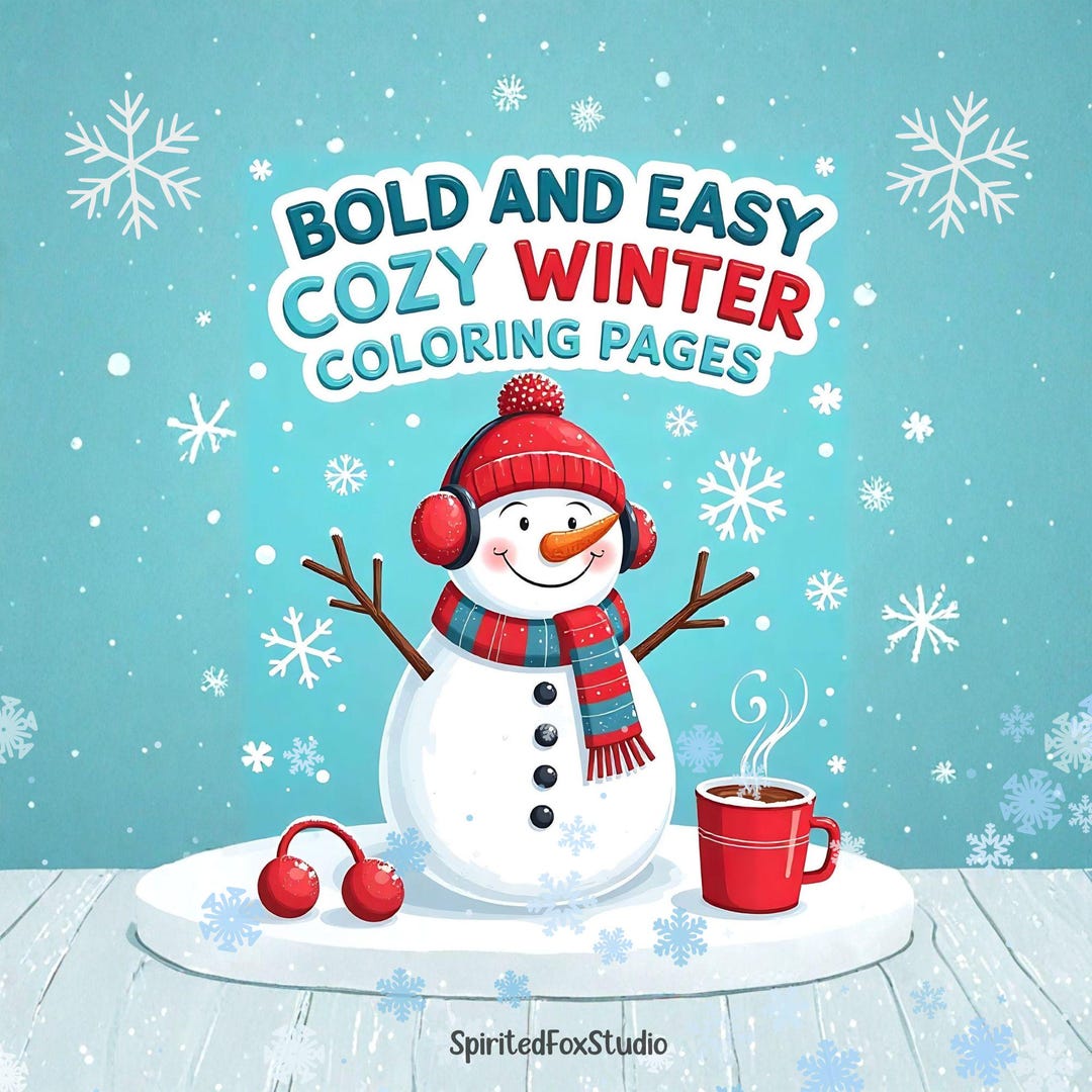 Cozy Winter Coloring Pages, Bold and Easy, Fun and Festive Winter ...