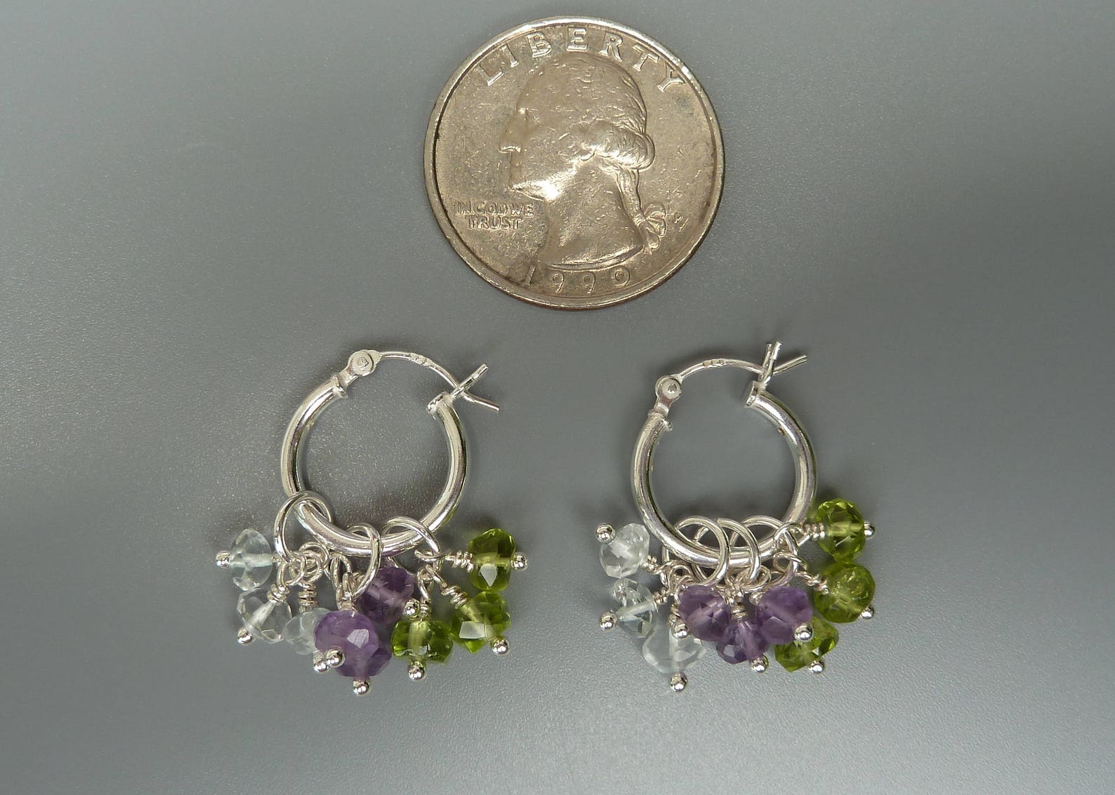 Gemstone Earring Charm Set Silver Earring Charms Silver Hoop - Etsy