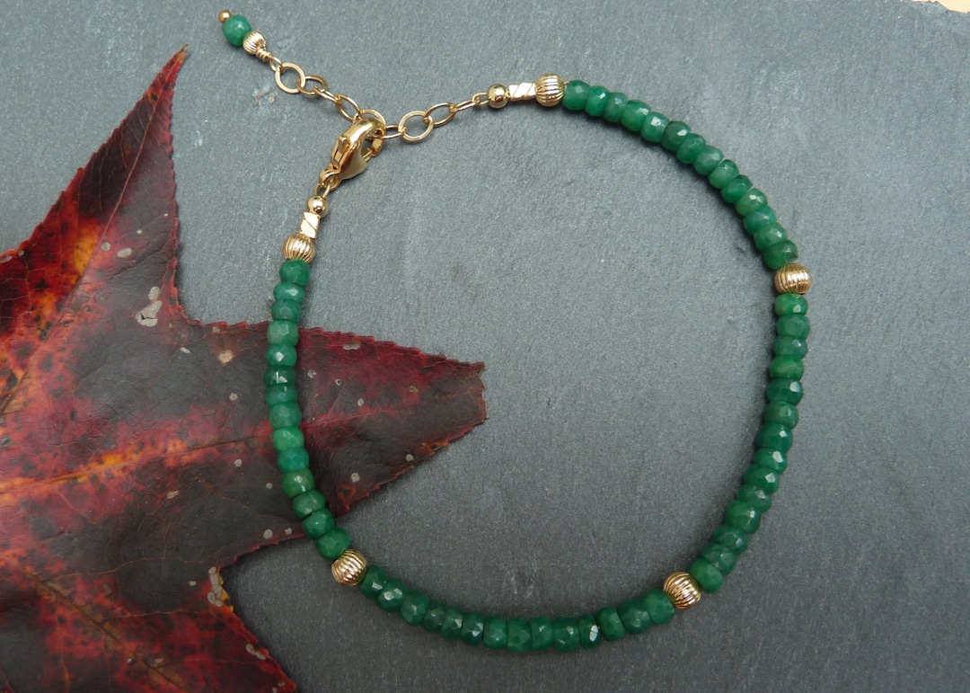 Emerald Stacking Bracelet, Emerald Bracelet, Gemstone Layering Bracelet ...
