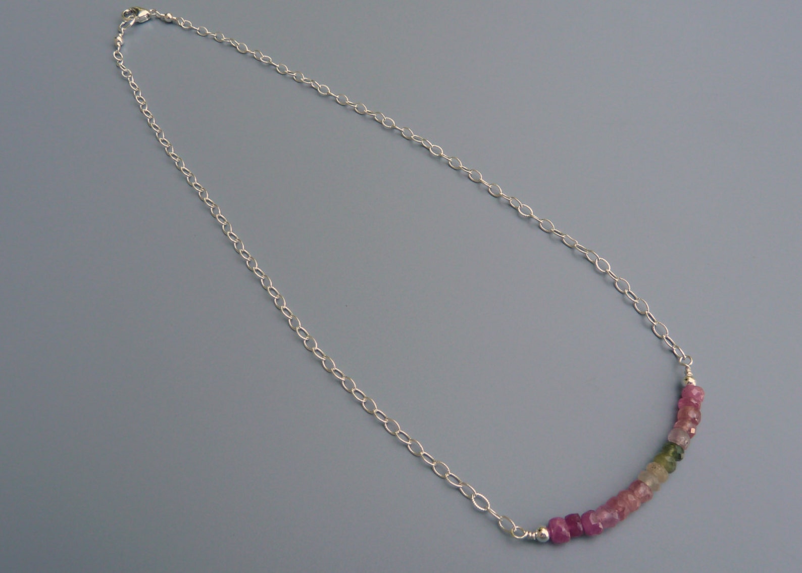 Tourmaline Necklace, Gemstone Bar Necklace, Dainty Necklace, Silver ...
