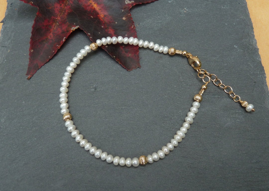 Pearl Stacking Bracelet, White Pearl Bracelet, Pearl Layering Bracelet ...
