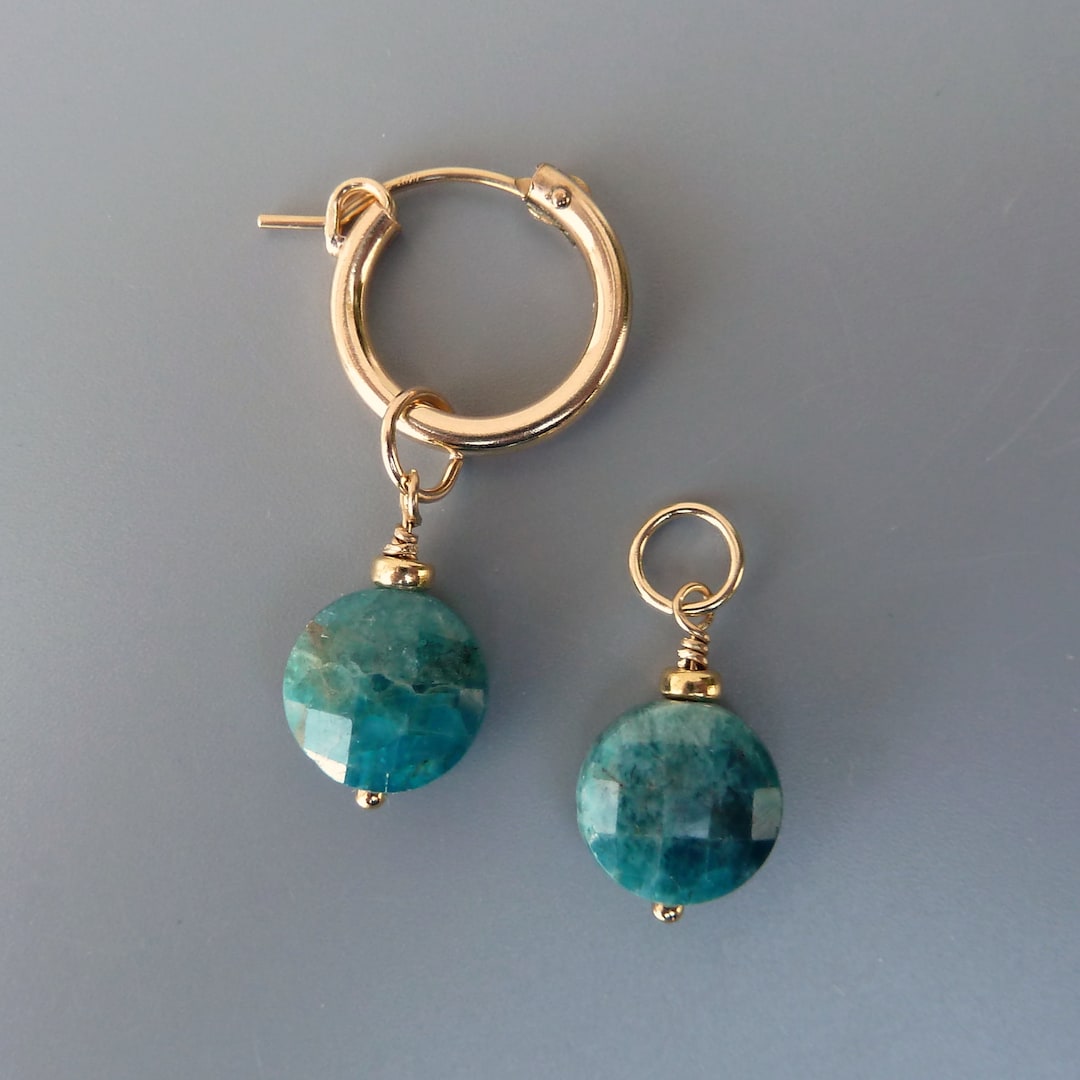 Apatite Earring Charms, Changeable Charms, Gold Earring Charms, Silver ...