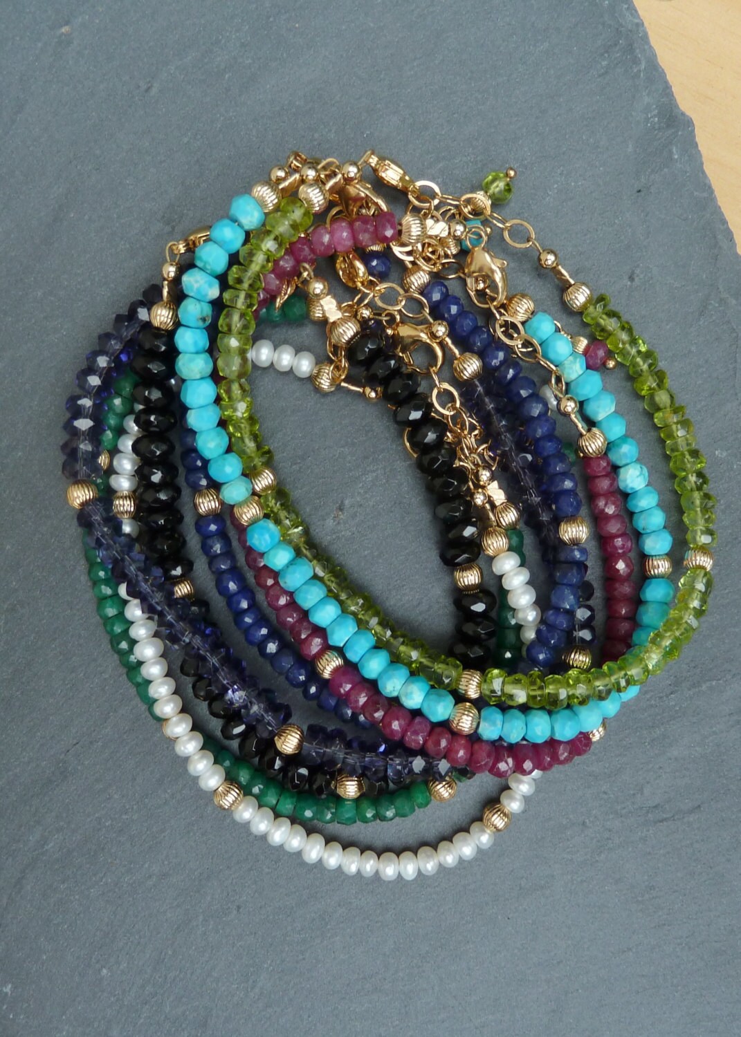 Emerald Stacking Bracelet, Emerald Bracelet, Gemstone Layering Bracelet ...