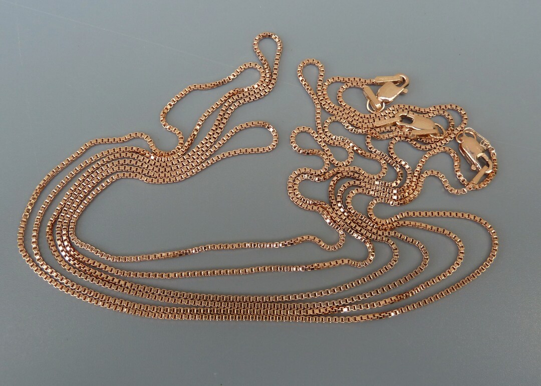 Rose Gold Box Chain, Rose Gold Box Necklace, 16", 18" ,20", Rose Gold ...