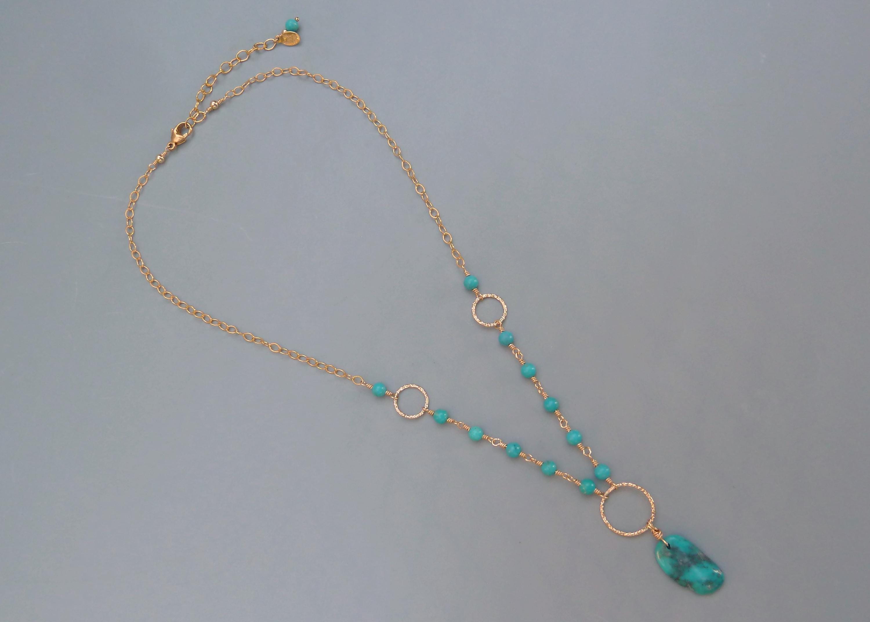 Turquoise and Gold Necklace, Turquoise Pendant Necklace, Boho Necklace ...