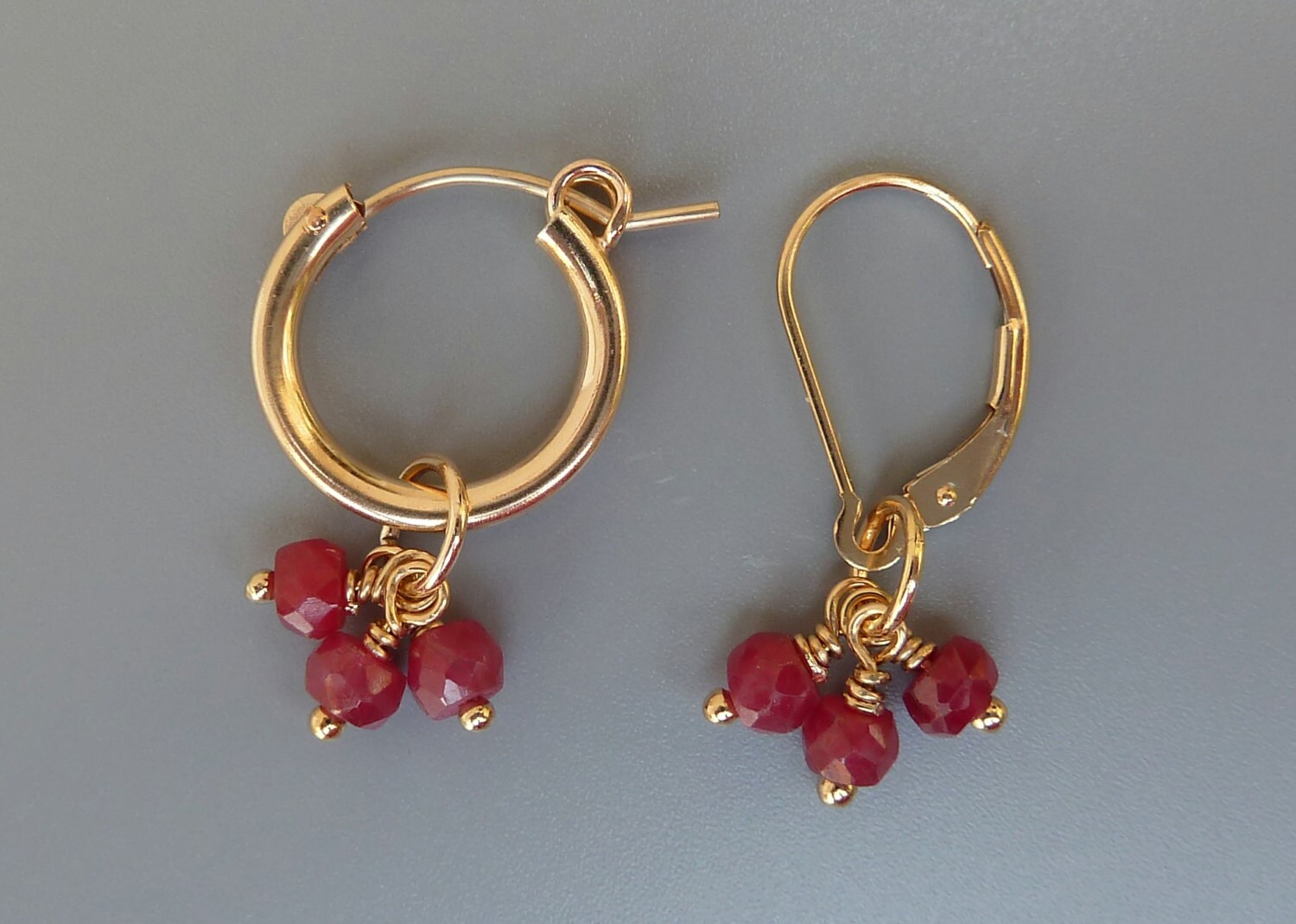 Ruby Earring Charms Gold Earring Charms Interchangeable - Etsy
