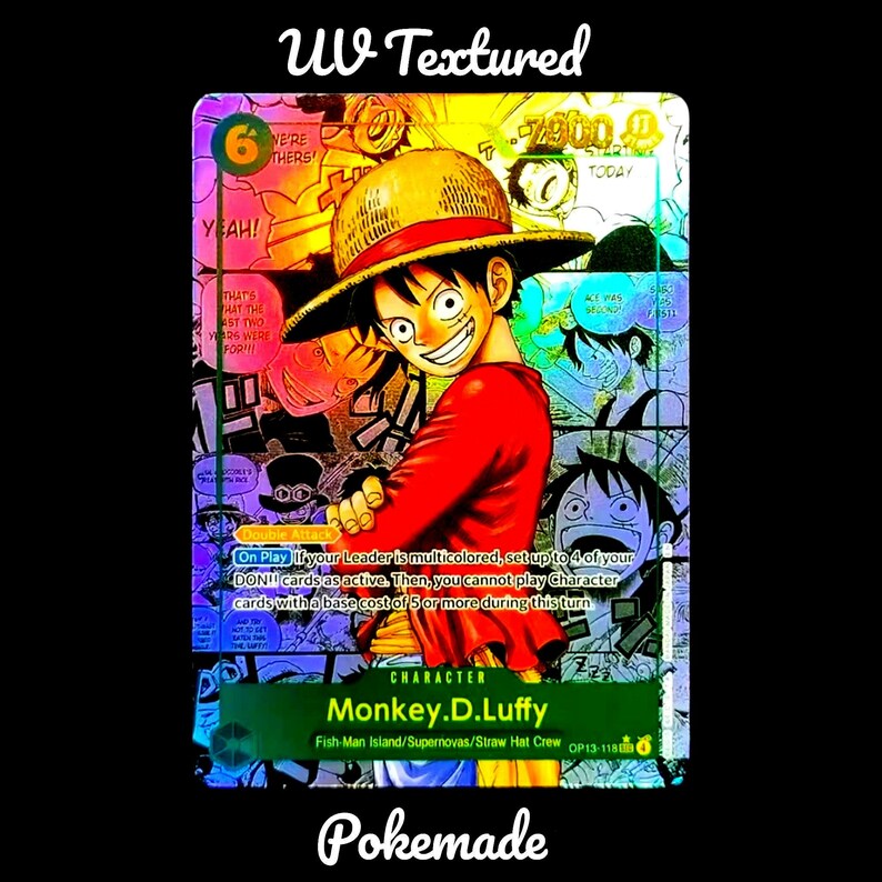 Monkey D. Luffy One Piece Card – UV Textured Manga Art Proxy - Etsy