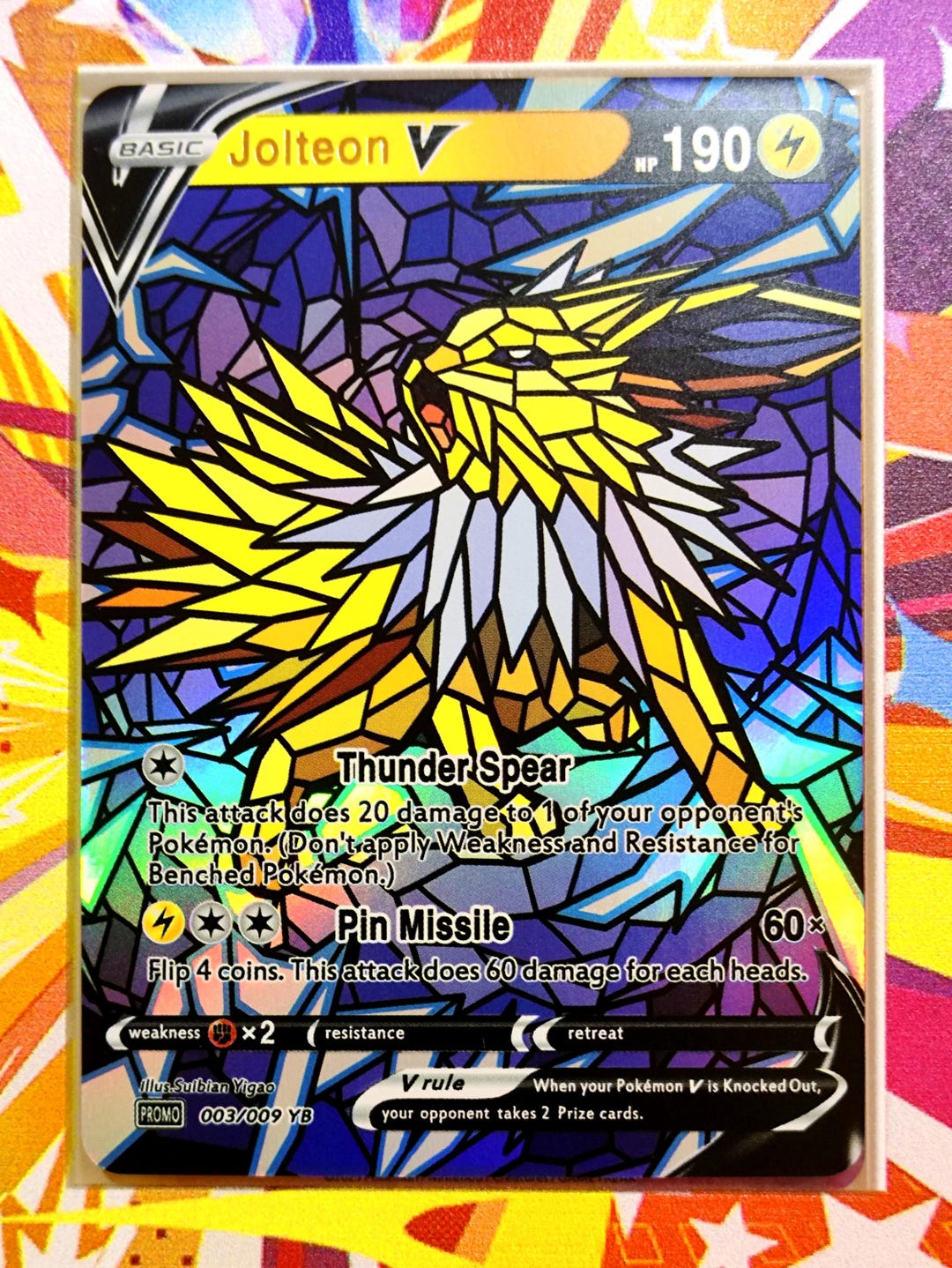 Jolteon V – Stained Glass - High-quality Proxy Pokémon Card Custom ...