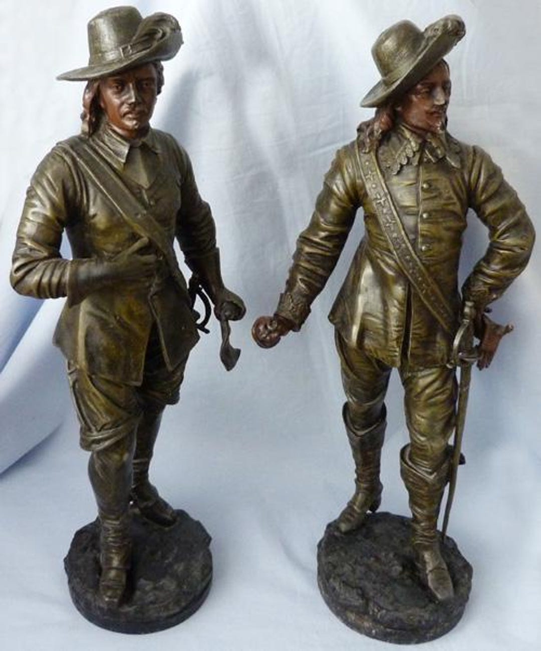 Antique 19th Century Bronzed Spelter English/french Cavaliers Statues ...