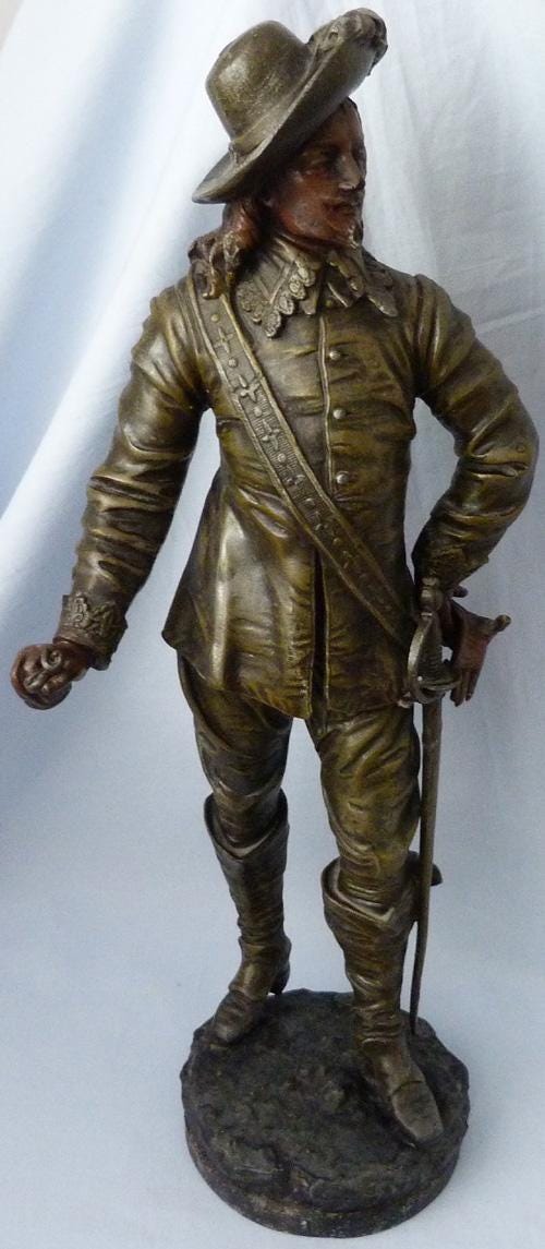 Antique 19th Century Bronzed Spelter English/french Cavaliers Statues ...