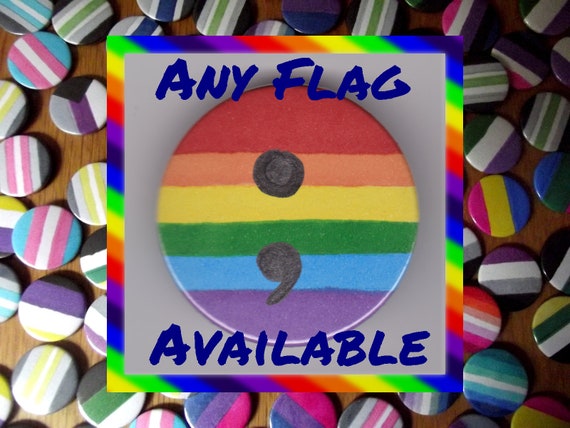 Depression/semicolon LGBTQ Pride Flag 1.25 Button Badge - Etsy