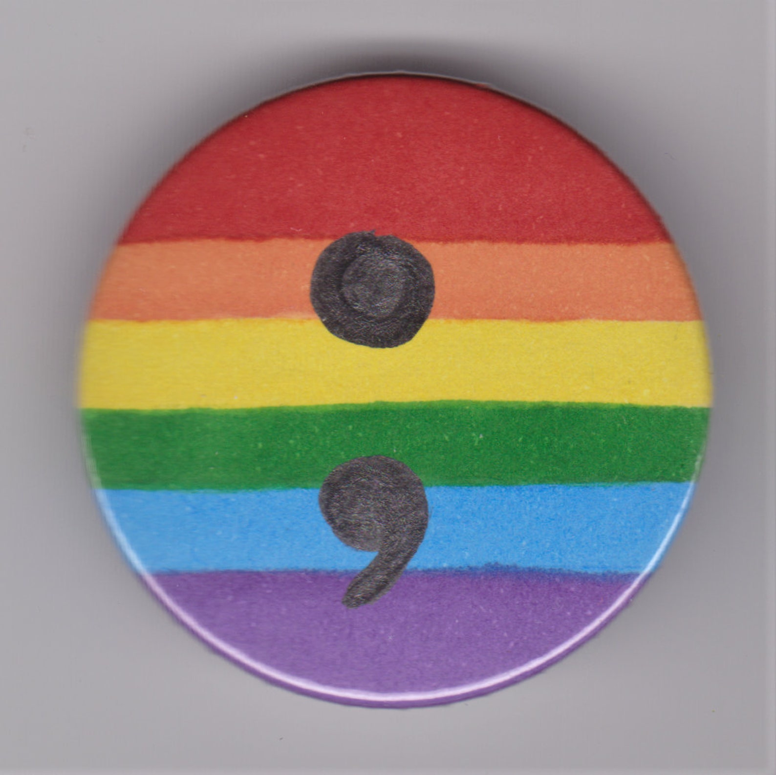 Depression/semicolon LGBTQ Pride Flag 1.25 Button Badge - Etsy Australia