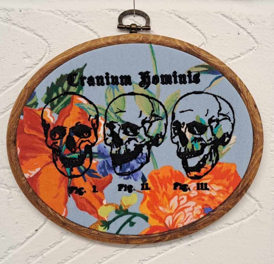 Cranium Hominis Skull Embroidery Gothic Victorian Curio Wall Art ...