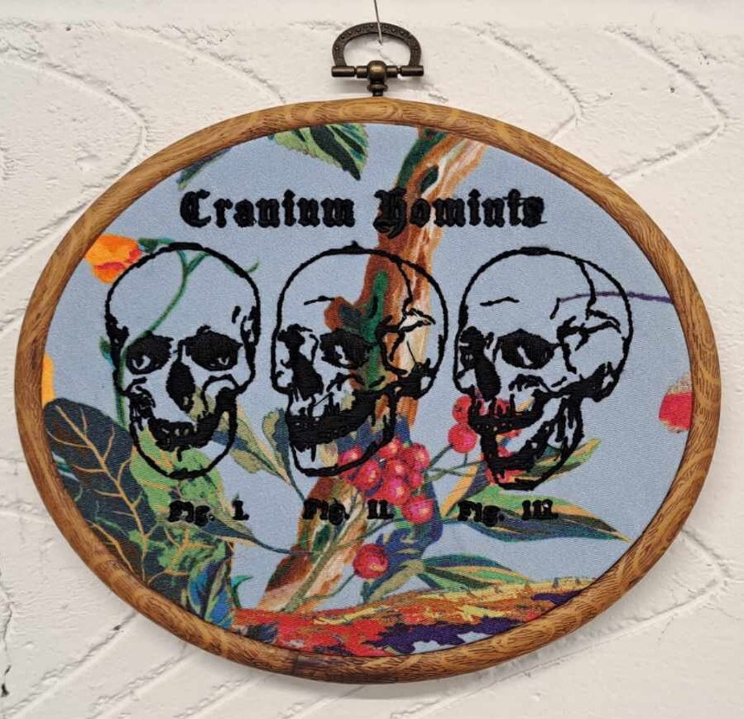 Cranium Hominis Skull Embroidery Gothic Victorian Curio Wall Art ...