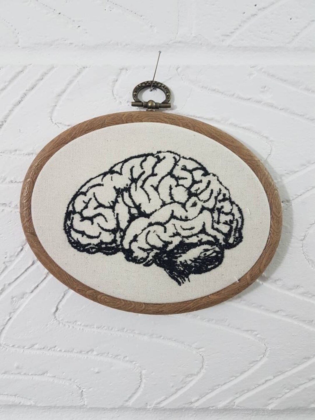 Brain, Framed Embroidery Gothic Victorian Curio Wall Art Anatomy ...