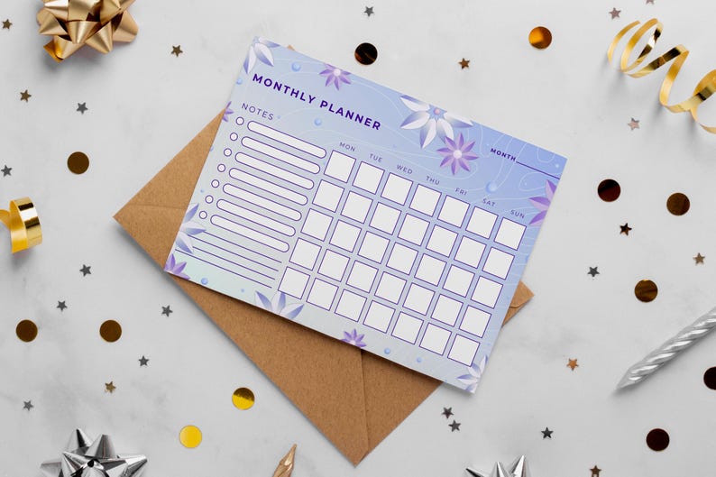 Editable Monthly Planner Template for Canva | Printable Calendar Layout ...