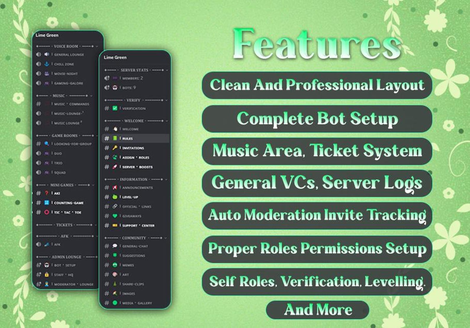 Lime Green Themed Discord Server: Fully Setup With Banners & Emojis - Etsy