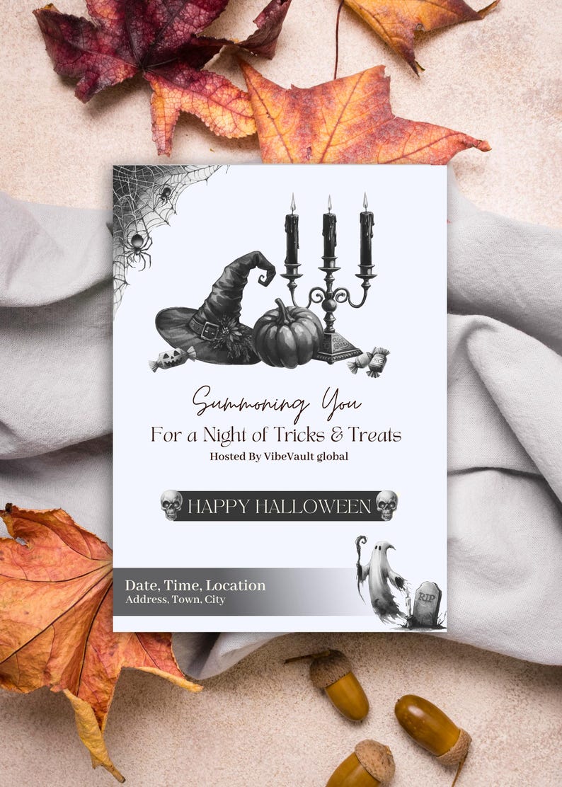 Printable Halloween Invitation Canva Template | Editable Digital Party ...