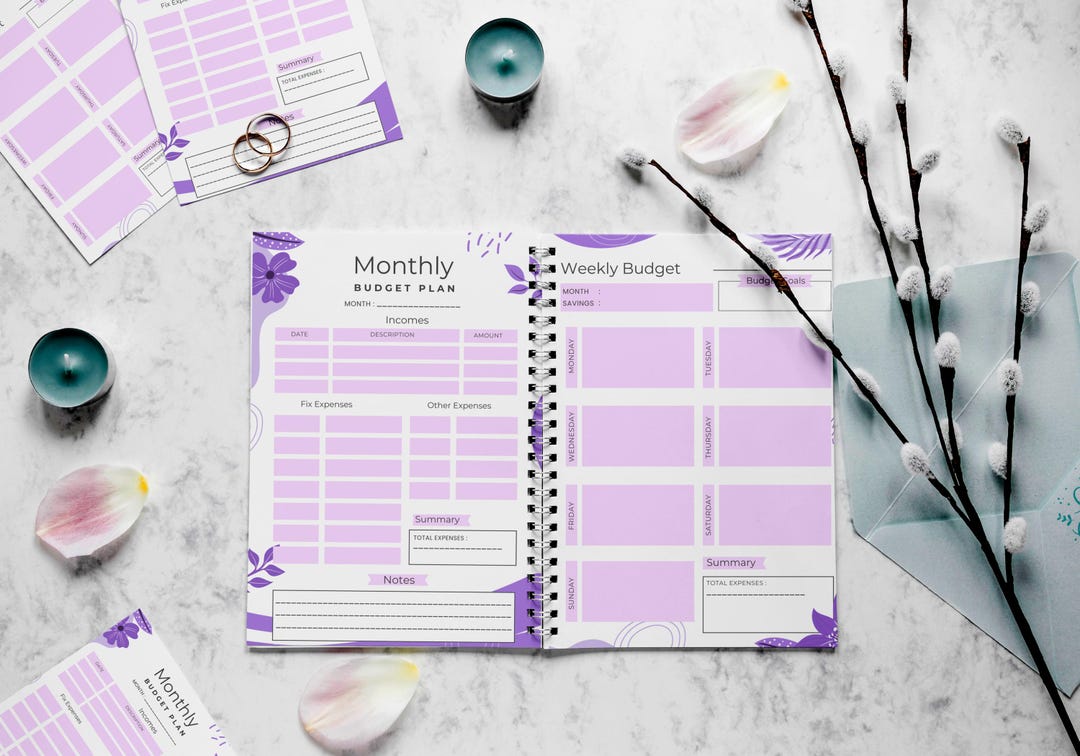 Purple Monthly & Weekly Planner Template for Canva | Editable Digital ...