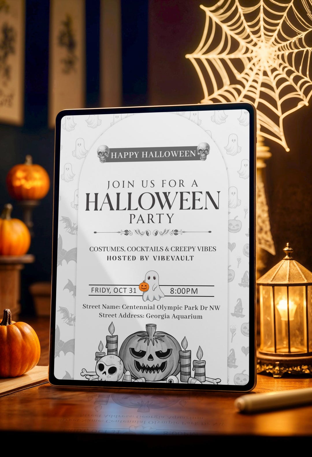 Editable Spooky Halloween Party Invitation Canva Template (digital ...