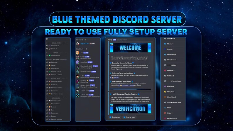 Blue Themed Discord Server | Ready to Use, Instant Delivery - Etsy