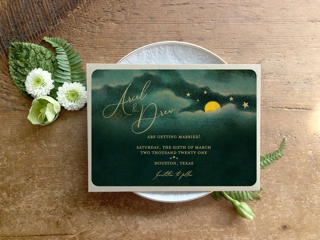 Starry Night Save the Date Cards Star and Moon Wedding - Etsy
