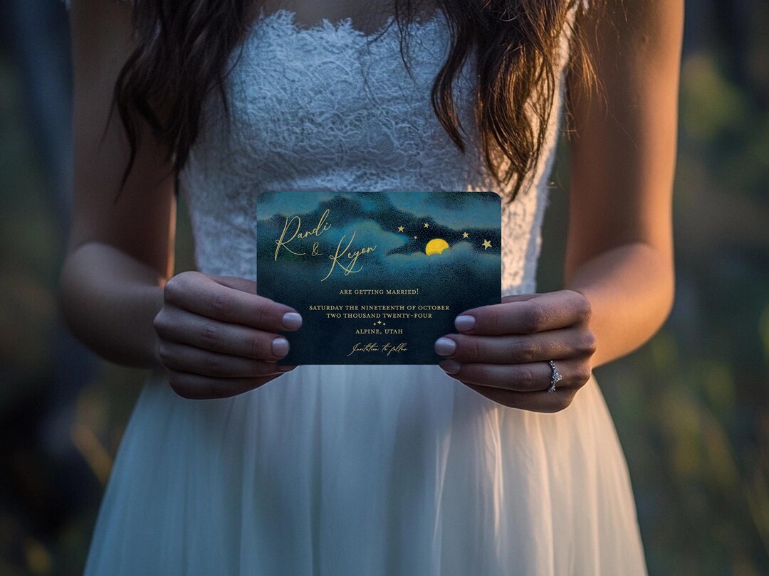 Starry Night Save the Date Cards, Star and Moon Wedding Invitations ...