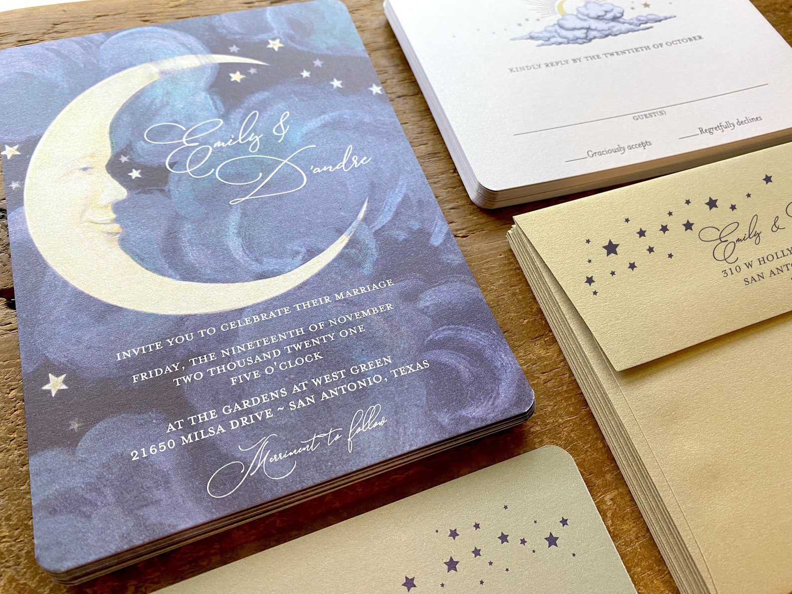 Celestial Wedding Invitation Moon Theme Wedding Starry | Etsy