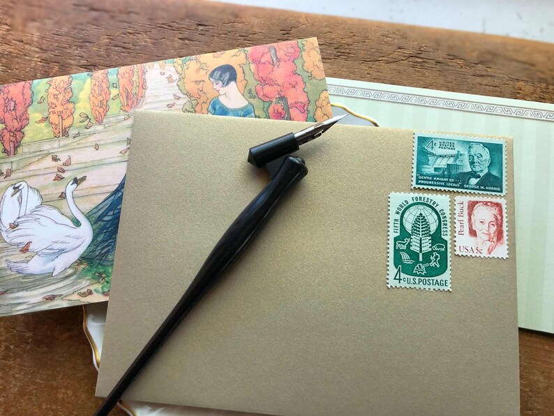 Swan Note Cards Swan Print Art Deco Thank You Vintage Thank - Etsy