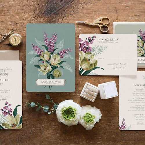 Floral Wedding Invitation Boho Wedding Invite Vintage | Etsy