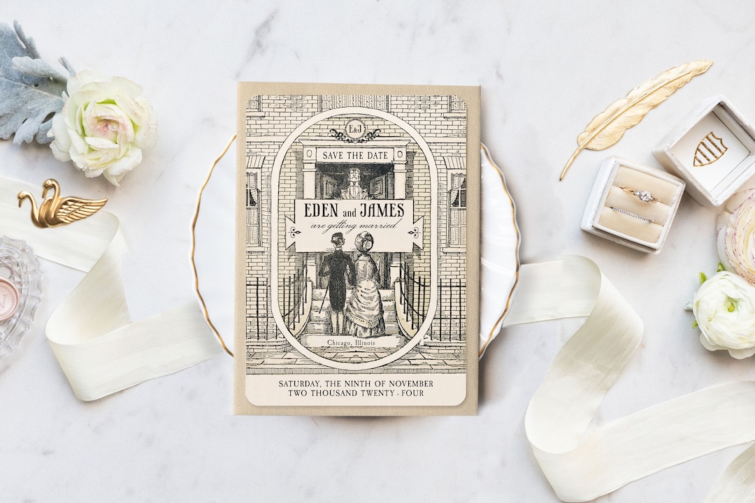 Save the Date Postcards, Vintage Wedding, Victorian Save the Date ...