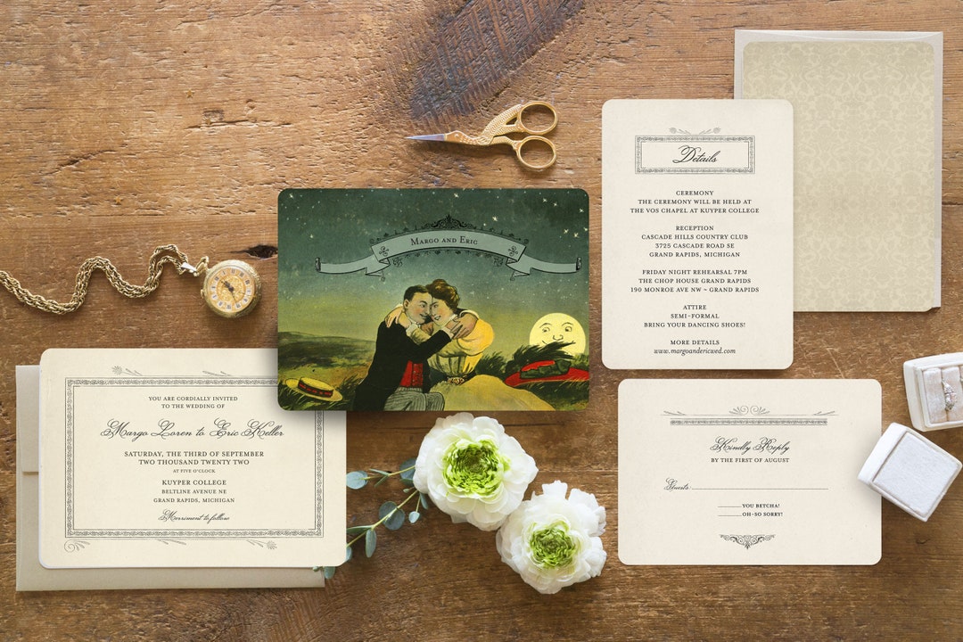 Wedding Invitations Vintage, Edwardian Wedding, Moon Invitation ...