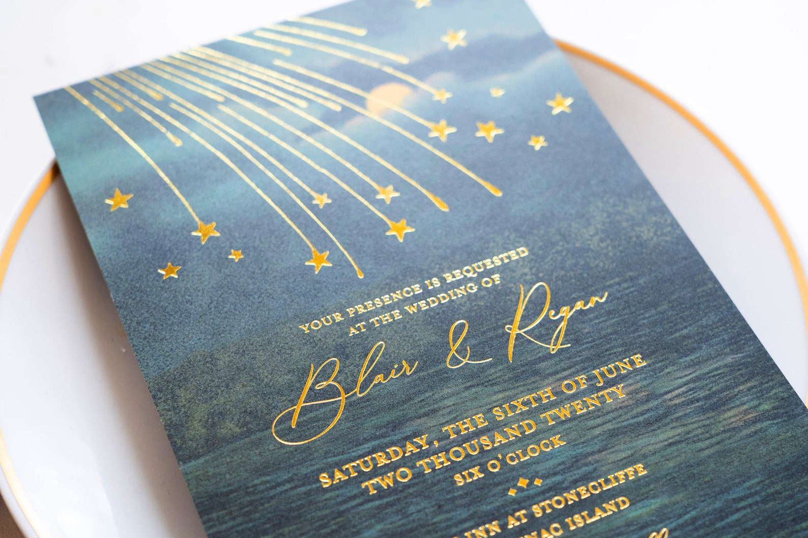 Starry Night Save the Date Cards Star and Moon Wedding | Etsy