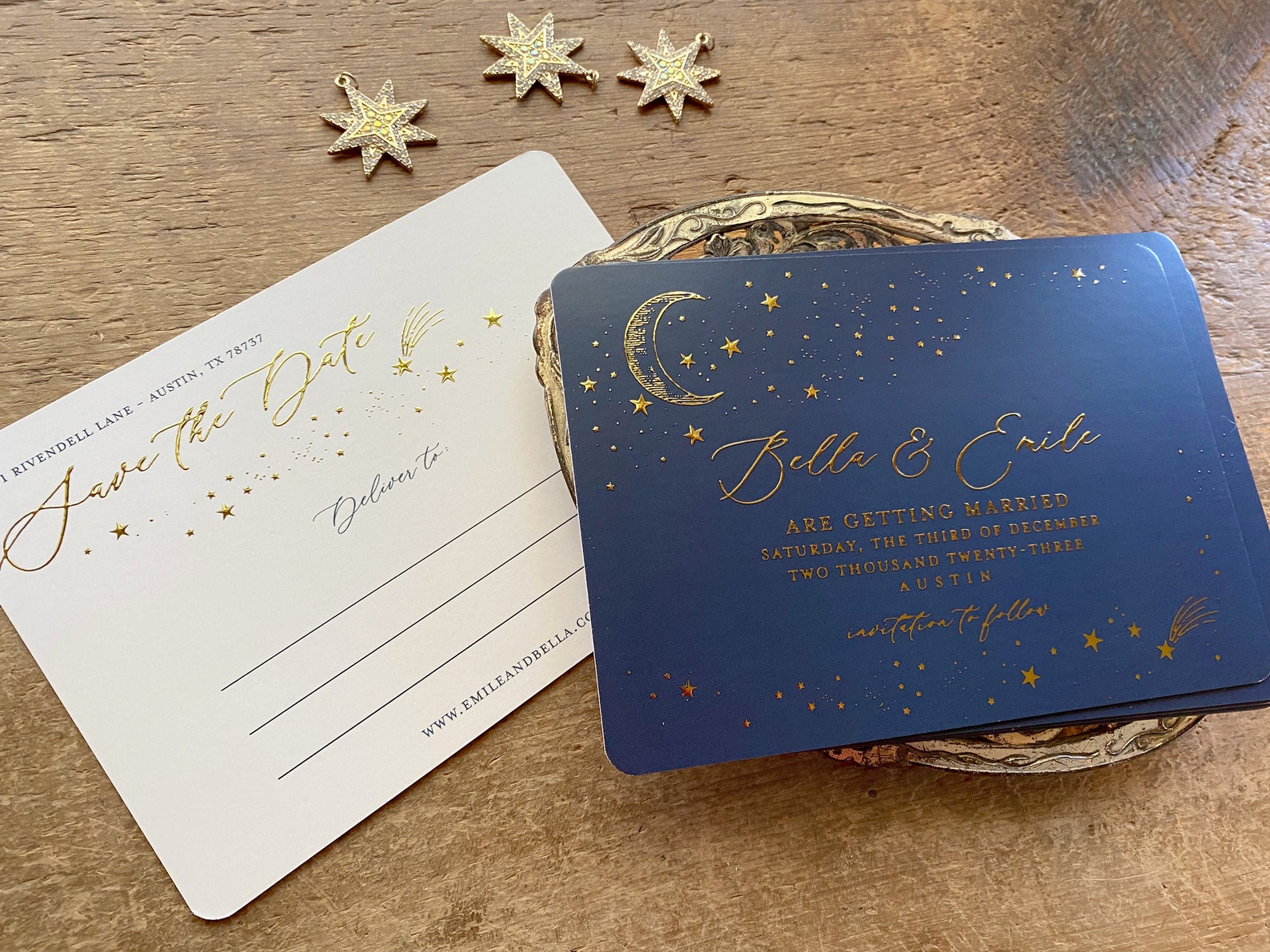 Celestial Save the Date Cards Star and Moon Wedding - Etsy