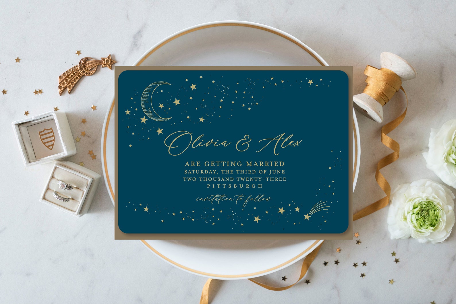 Celestial Save the Date Cards Star and Moon Wedding - Etsy