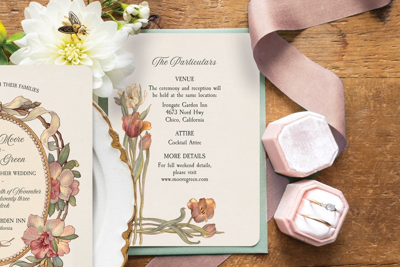 Vintage Botanical Wedding Invitations Victorian Wedding - Etsy