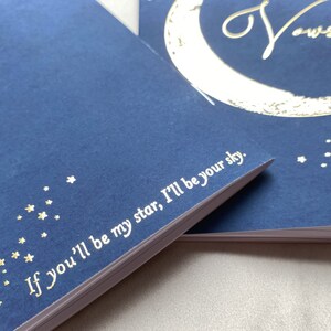 Celestial Wedding Vow Books, Custom Vow Booklets, Gold and Navy Vow Books, Moon and Stars ...