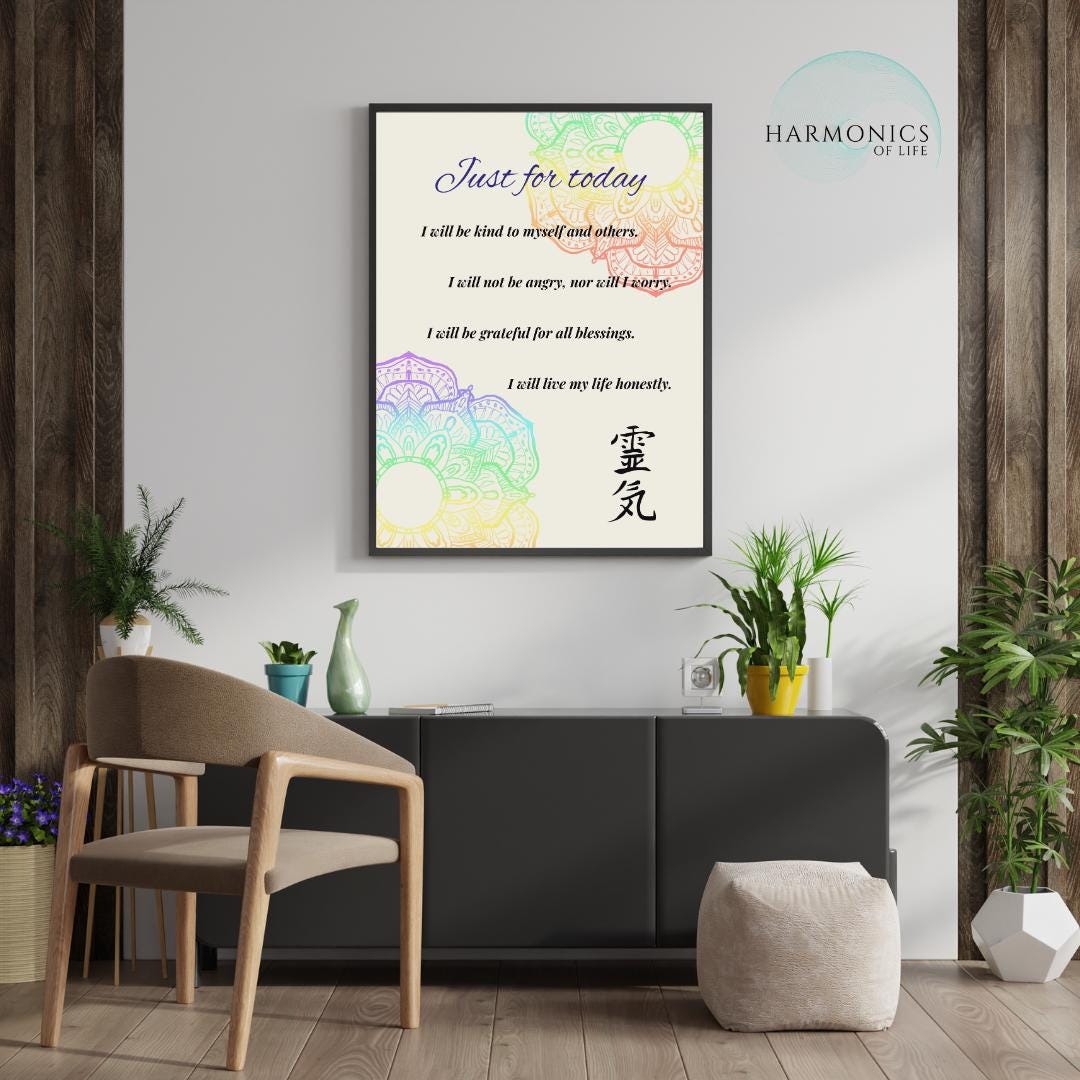 Reiki Principles Printable Wall Art | Reiki Principles Poster | Just ...