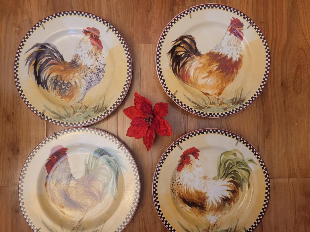 Set of 4 Vintage Rooster Chicken Decor Plates - Etsy