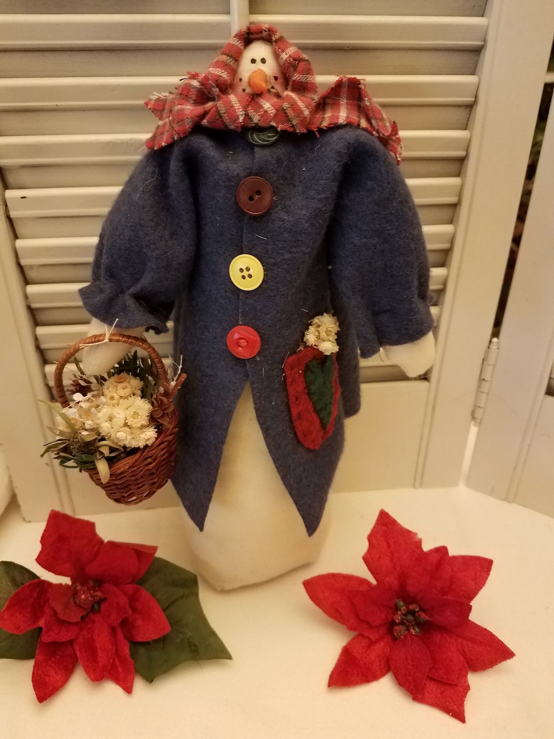 Primitive Snow Girl Doll. Handmade Finished. OOAK Cute Little Snowman ...