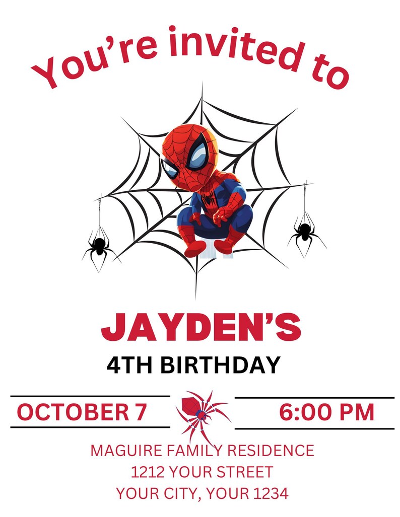 Swing Into Party Mode With Spider-man Birthday Invitation Template - Etsy
