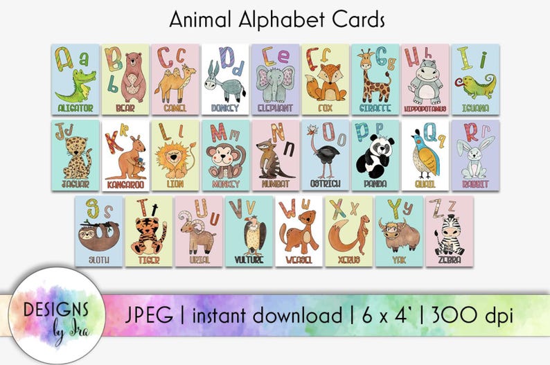 Alphabet Cards for Kids | Animal Alphabet | Educational PNG Clipart ...