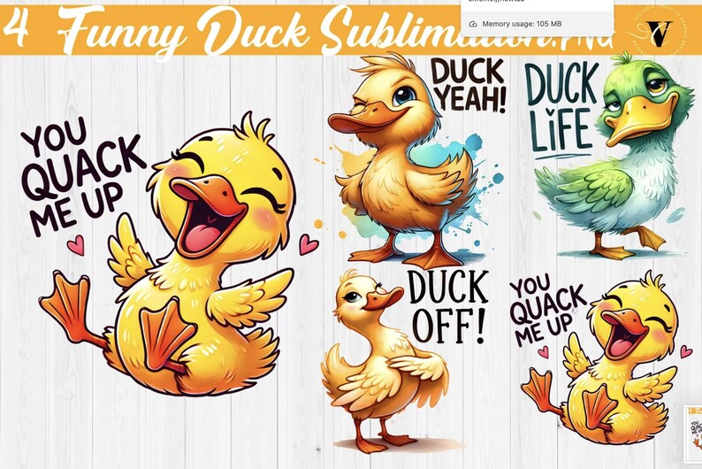 5 Funny Duck PNG Clipart Bundle | |transparent Backgrounds | Funny ...
