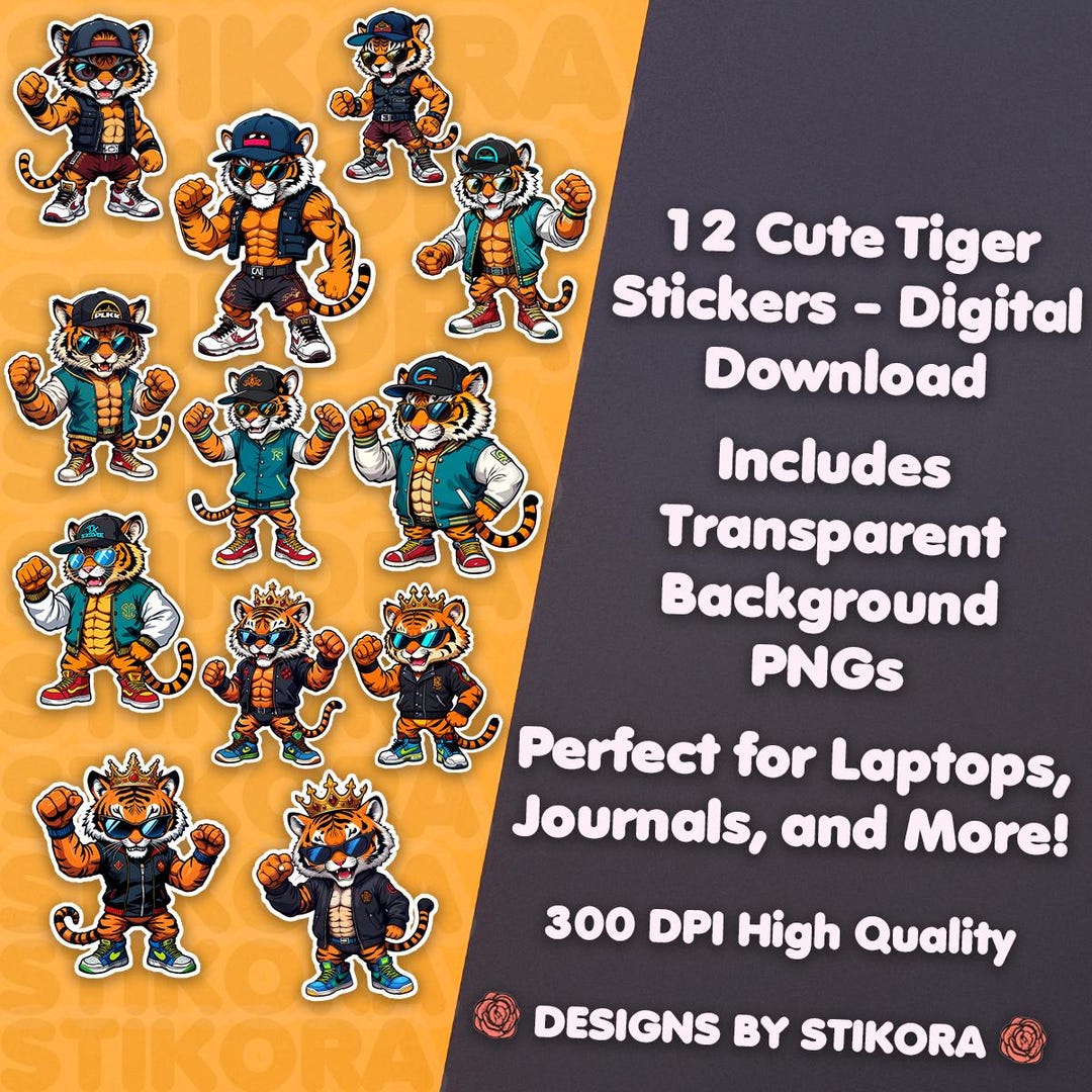 Chill Tiger Digital Sticker - Etsy