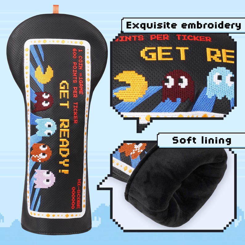 Pac-man Retro Arcade PU Leather Golf Driver Headcover, 460cc Driver ...
