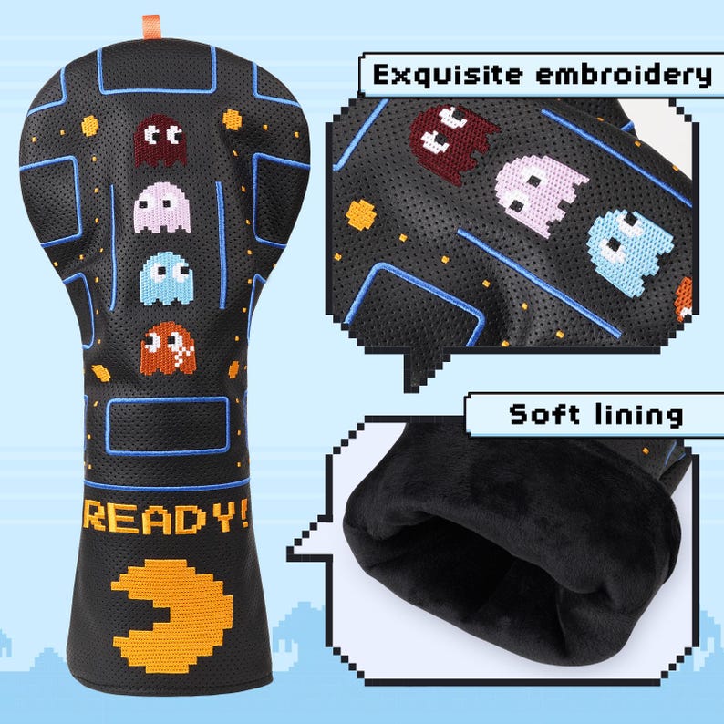 Pac-man Retro Arcade PU Leather Golf Driver Headcover, 460cc Driver ...