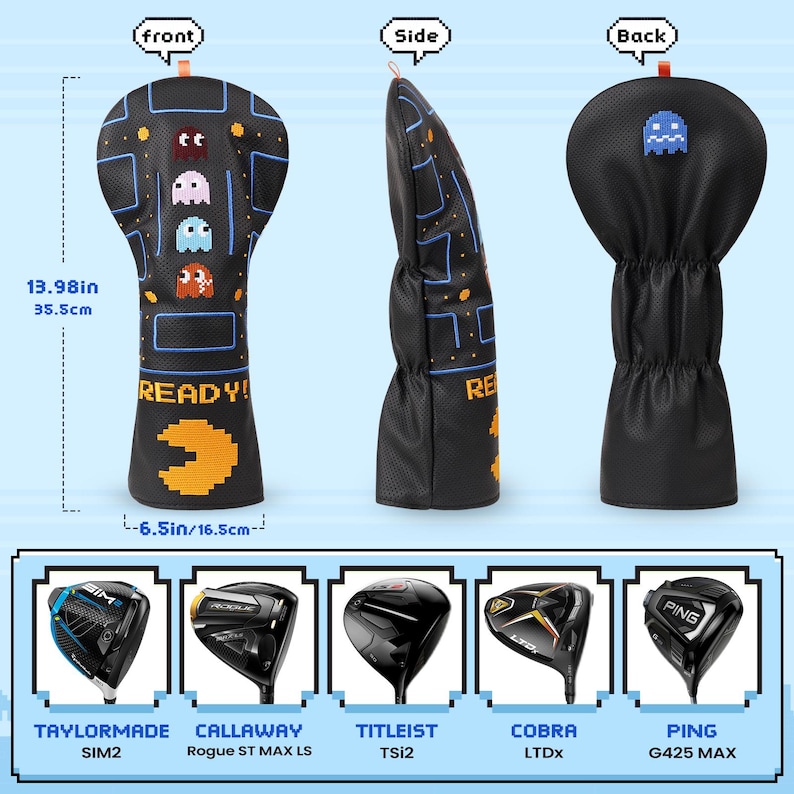 Pac-man Retro Arcade PU Leather Golf Driver Headcover, 460cc Driver ...